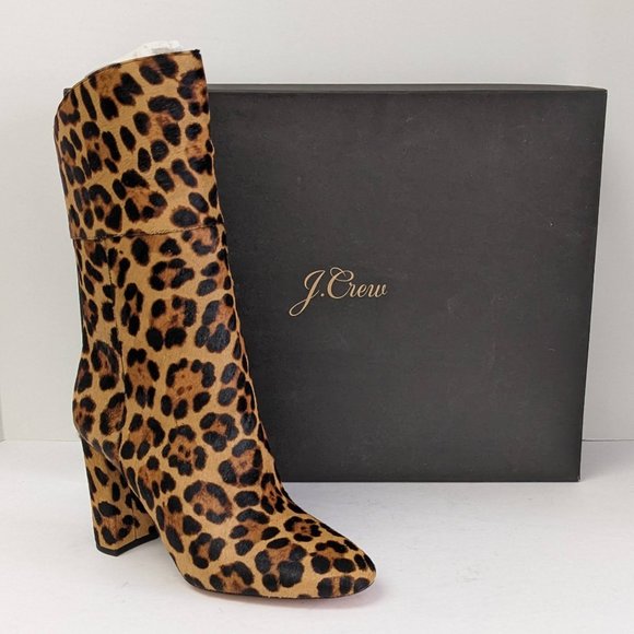 J Crew Shoes Jcrew Midcalf Fashion Boots Leopard Calf Hair Womens